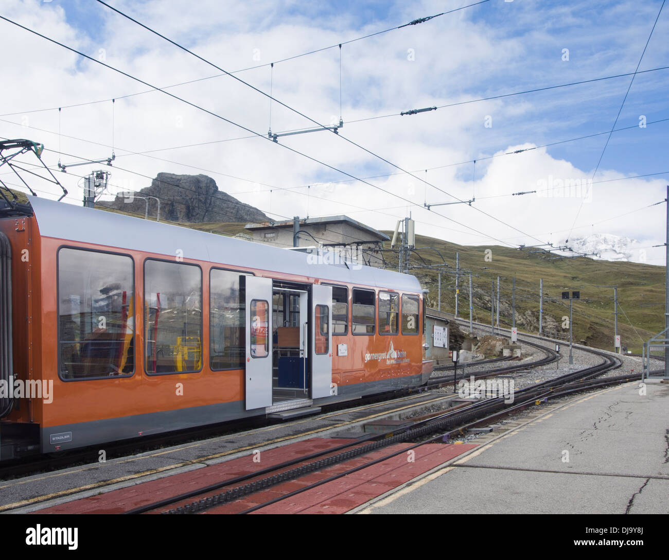The Gornergrat Bahn a cogwheel or rack railway in Zermatt Switzerland ...