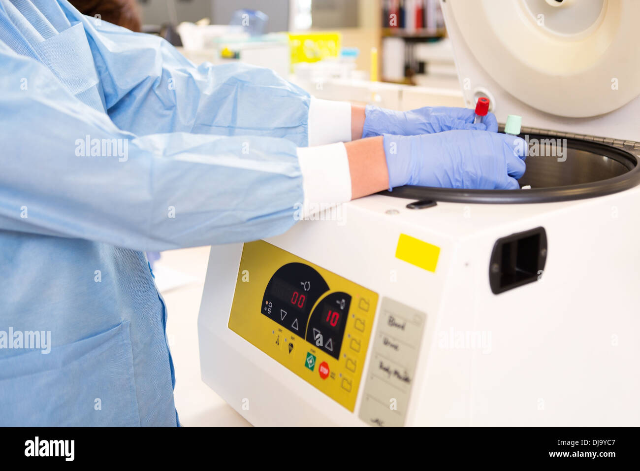 Blood sample centrifuge lab hi-res stock photography and images - Alamy