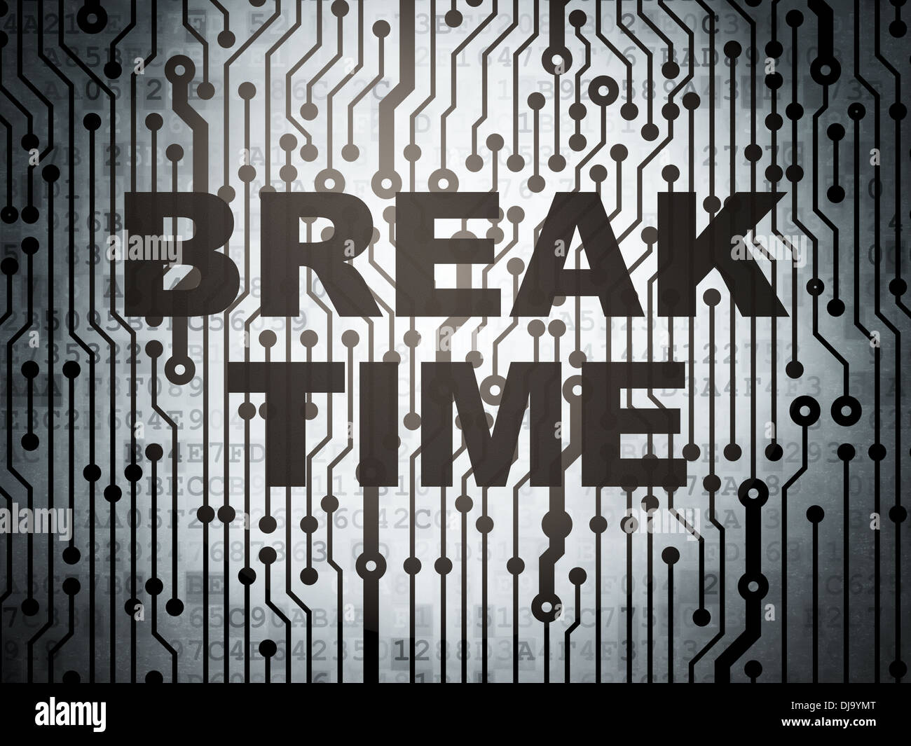 Timeline concept: circuit board with Break Time Stock Photo - Alamy