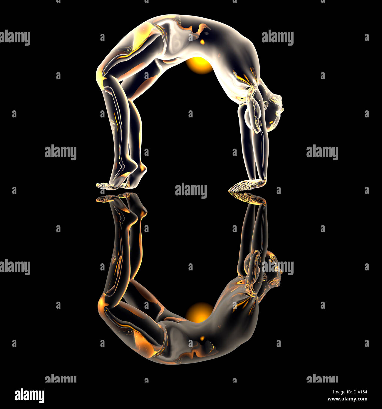 The Yoga inverted bow pose (Urdhva Dhanurasana). 3D Illustration Stock ...