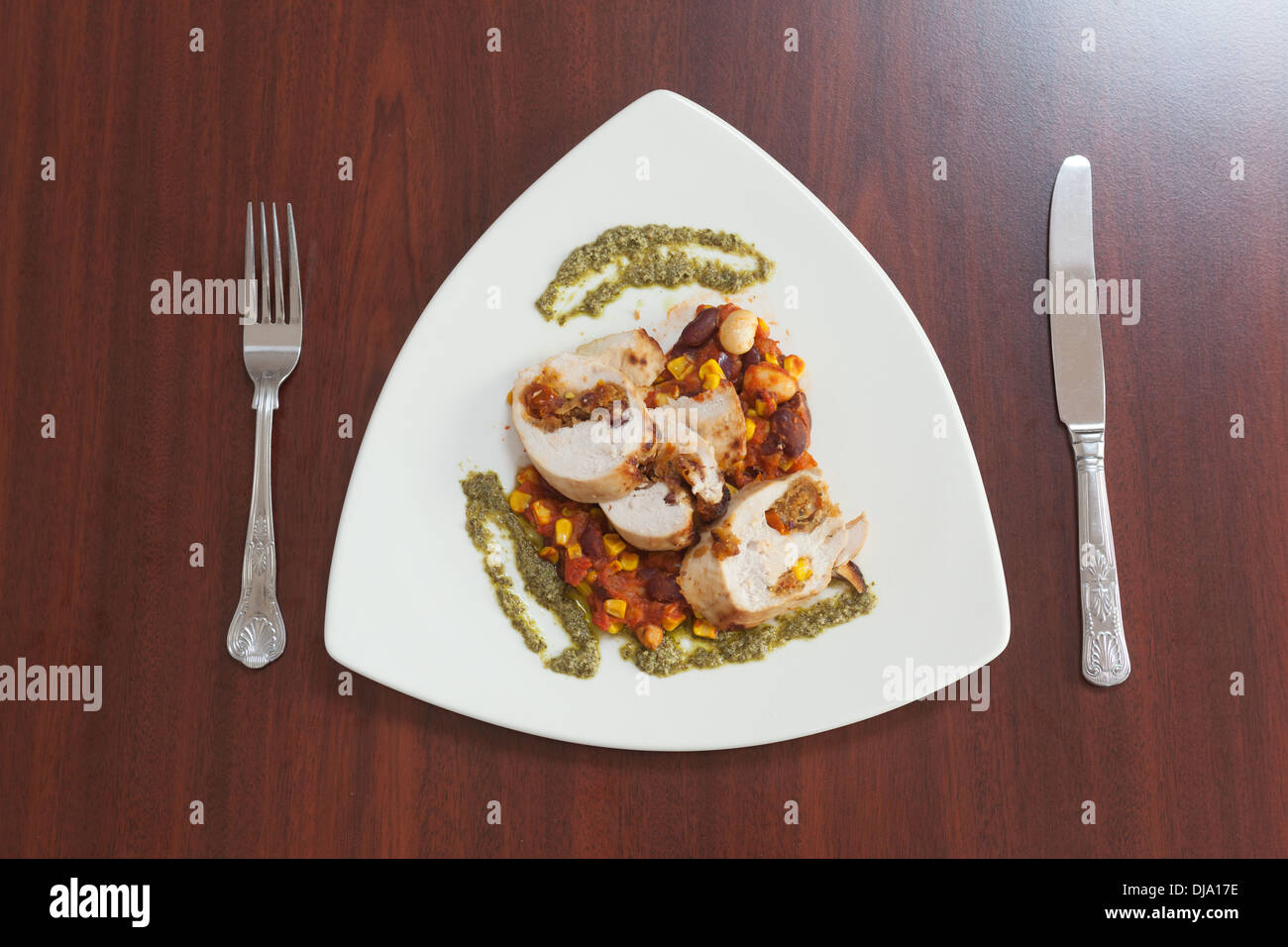 Overhead view chicken dinner hi-res stock photography and images - Alamy