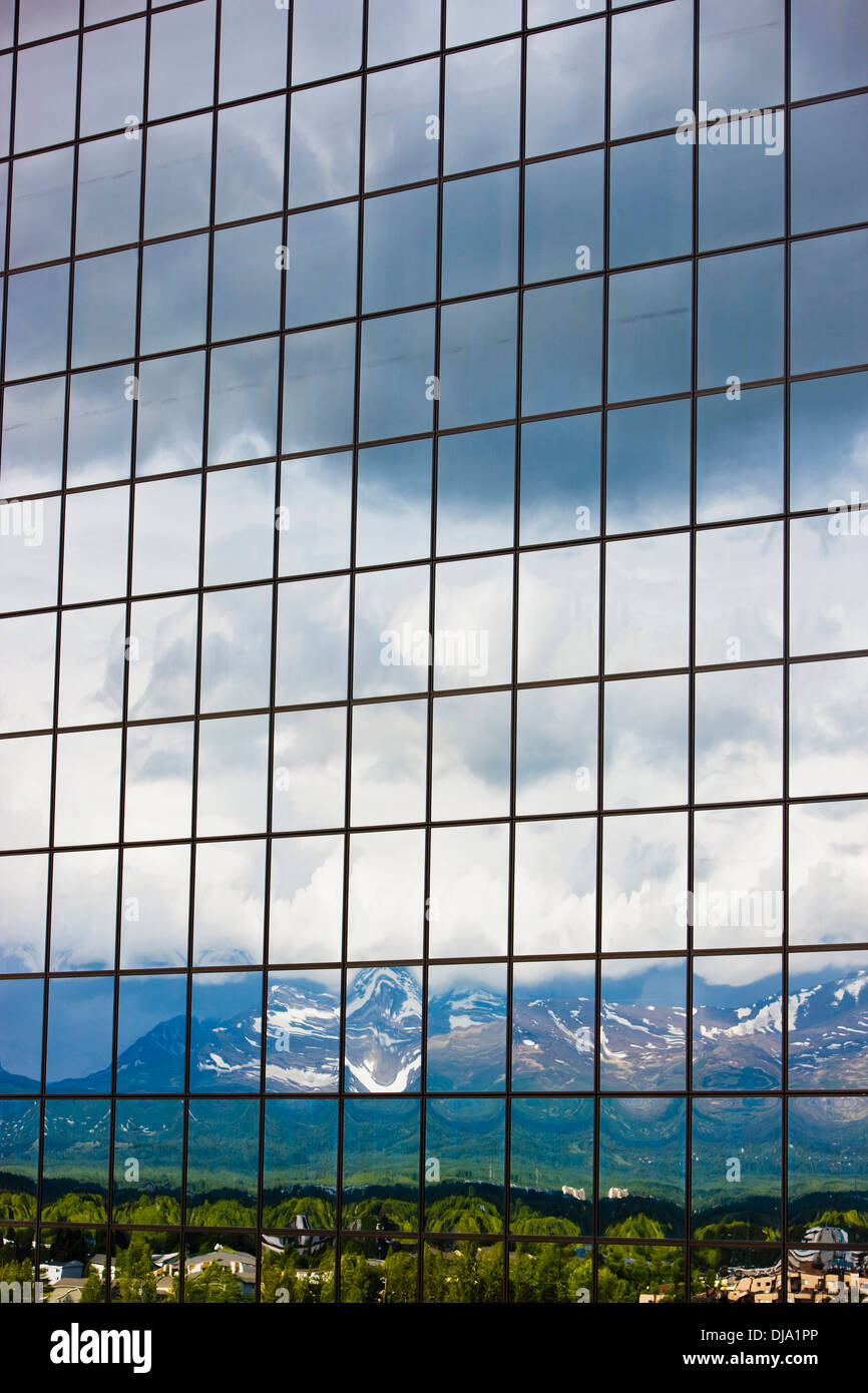 The Chugach Mountains Reflected In Windows Of The Atwood Tower During ...