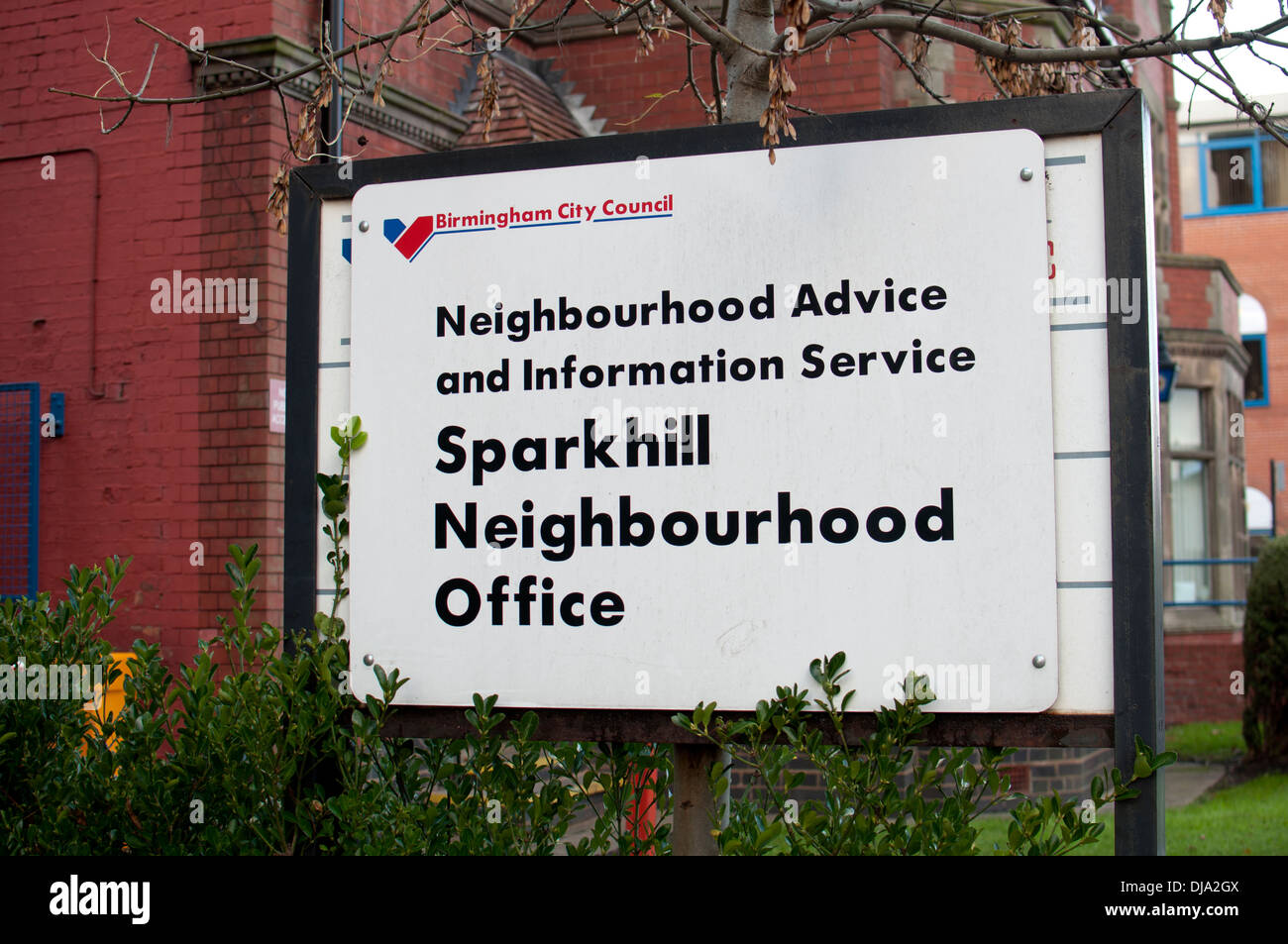 Sparkhill Neighbourhood Office sign, Birmingham, UK Stock Photo - Alamy