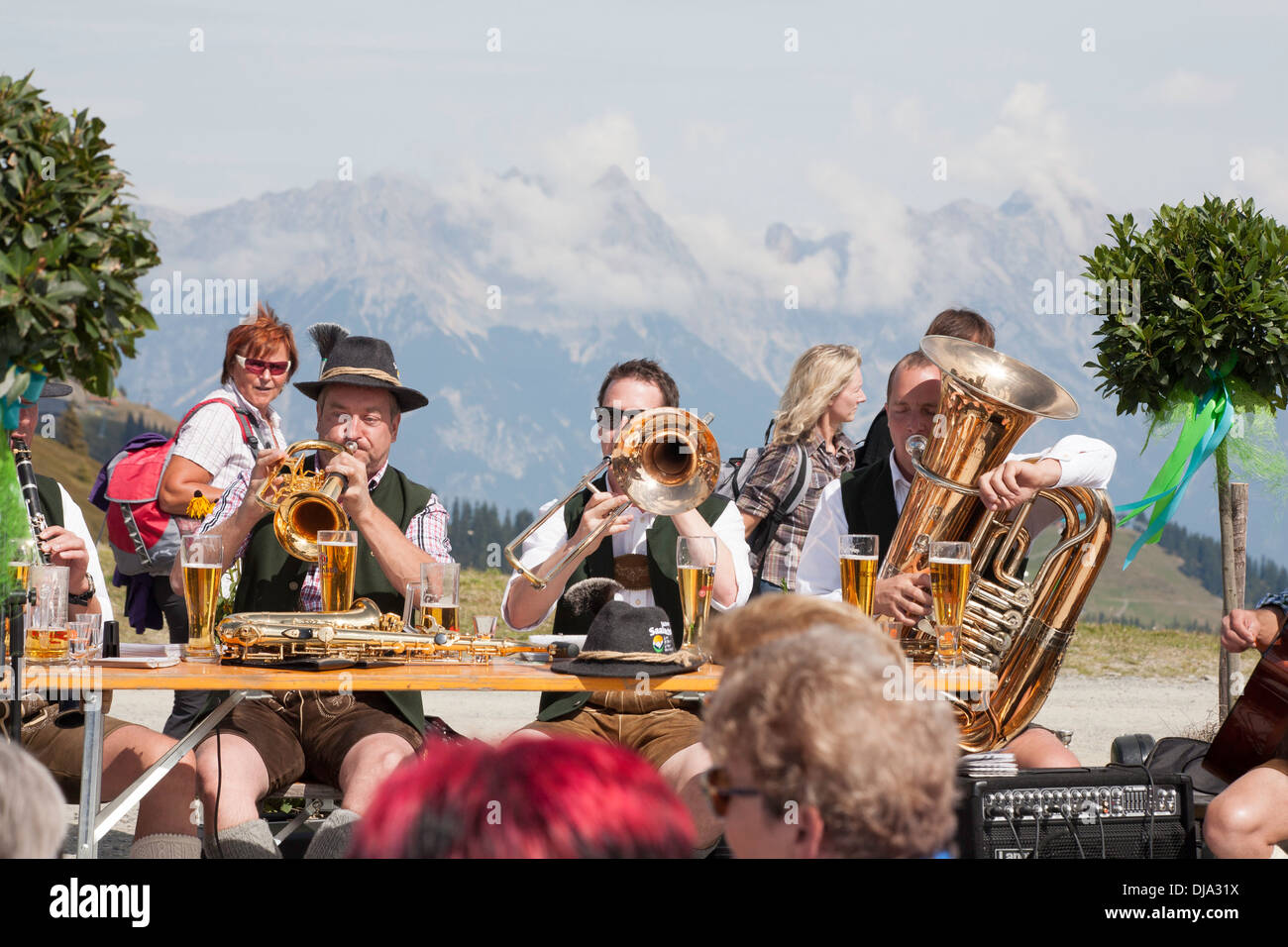 brass band playing at The Schmittenhohe Mountain Festival Zell am See ...