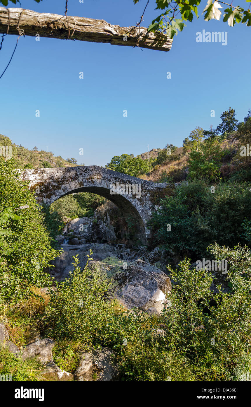 Ovadas medieval granite stone bridge in Resende, north of Portugal ...