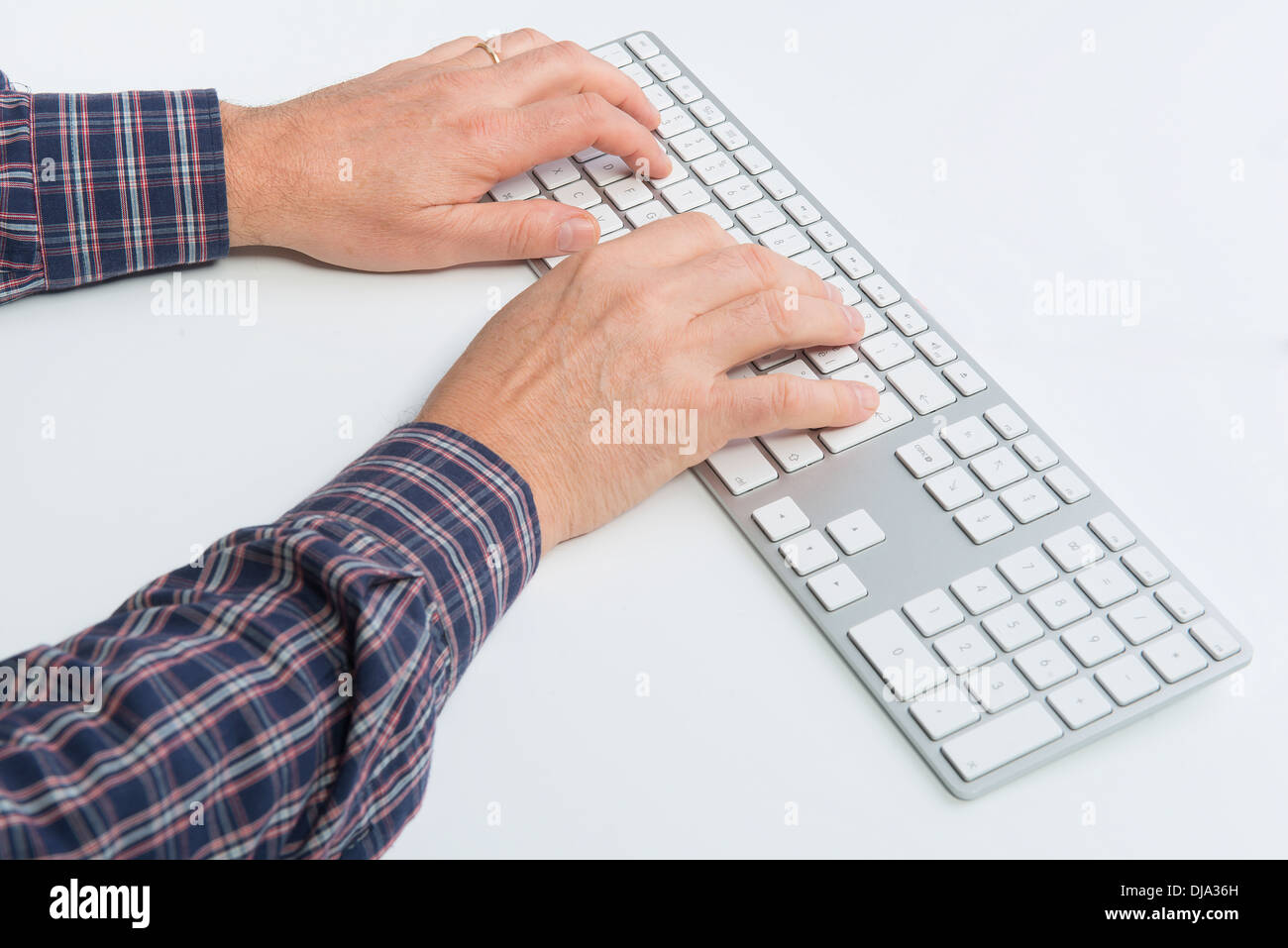 Hand typing computer top view hi-res stock photography and images - Alamy