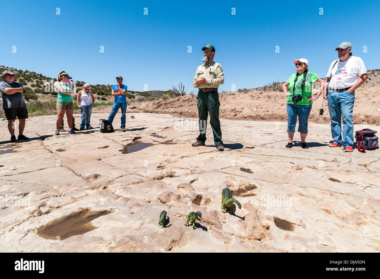 Tour group at dinosaur track site, Purgatoire River, Picketwire ...