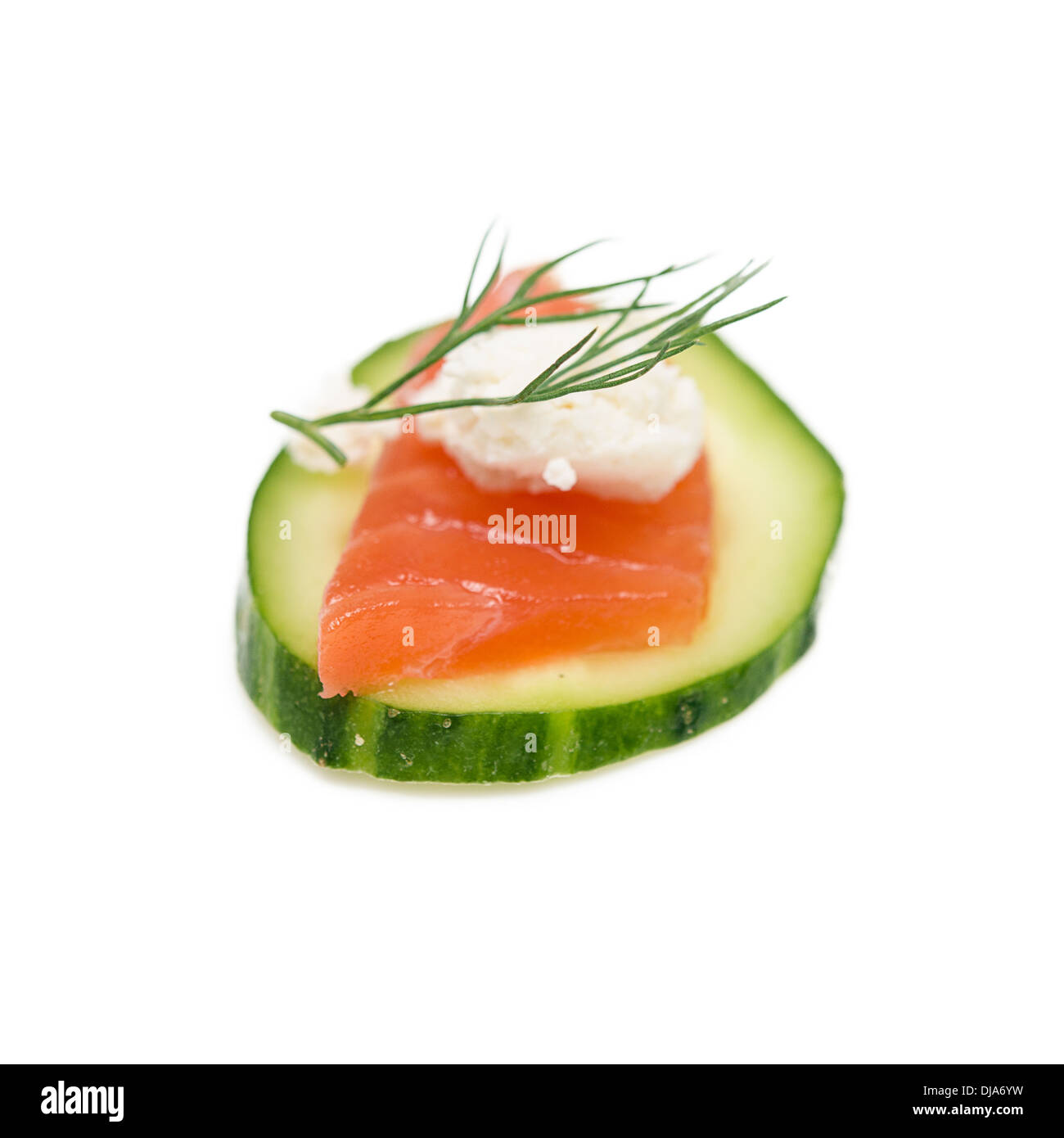 canape with red fish on white background Stock Photo - Alamy