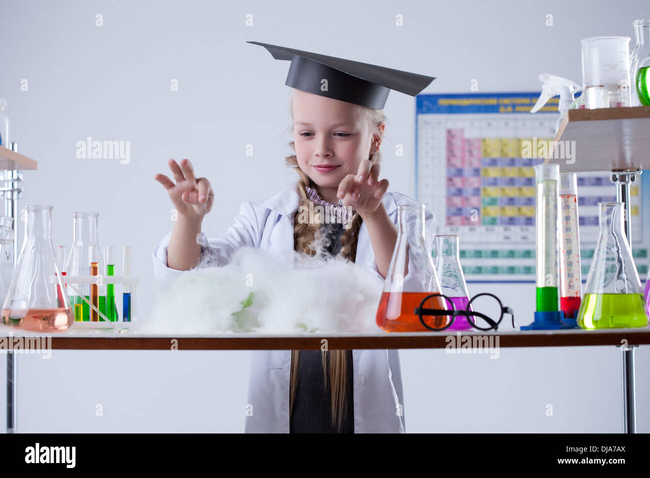 Image of cute chemist conducting experiment in lab Stock Photo - Alamy