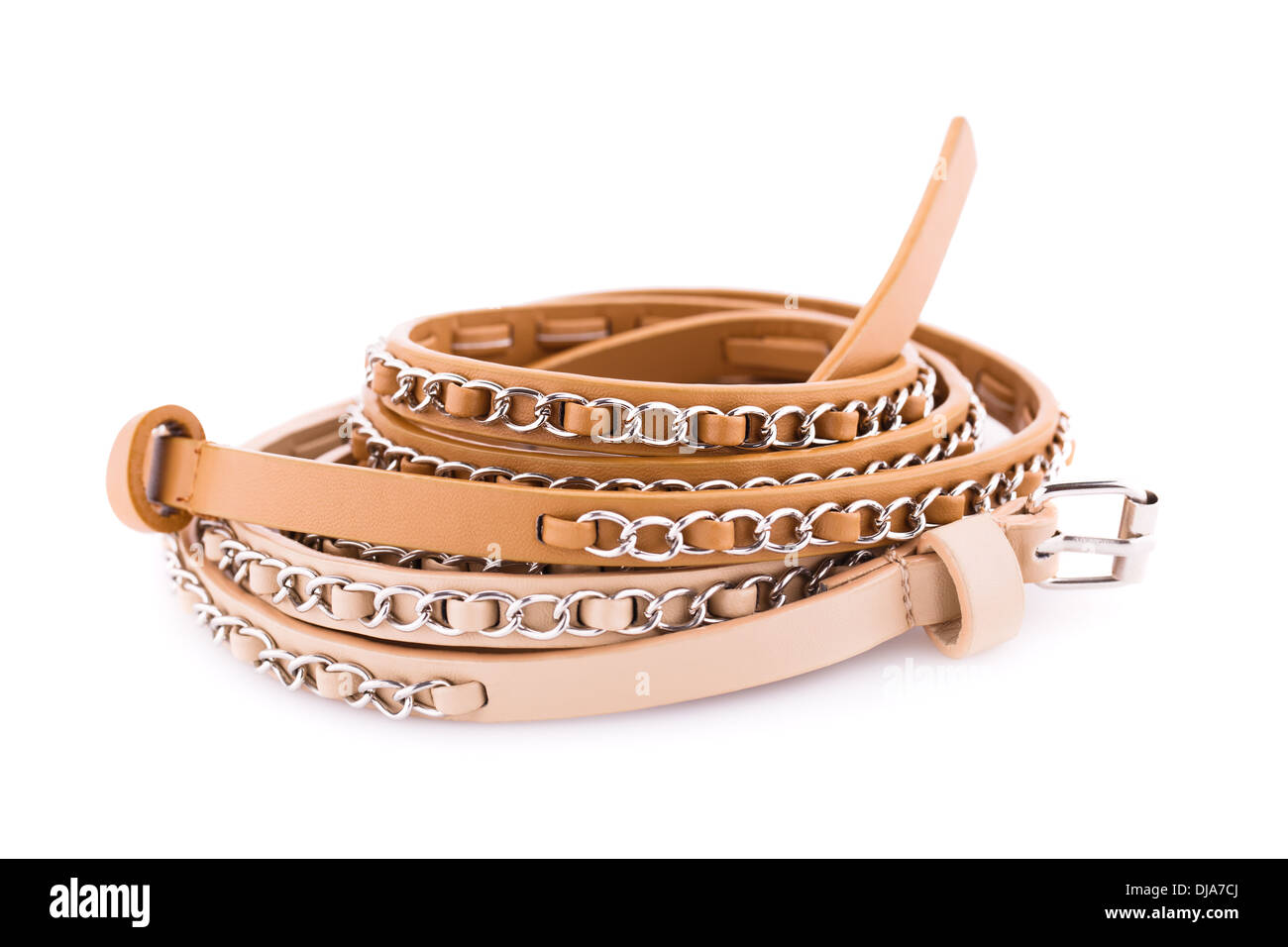 Stylish belts isolated on white background Stock Photo - Alamy