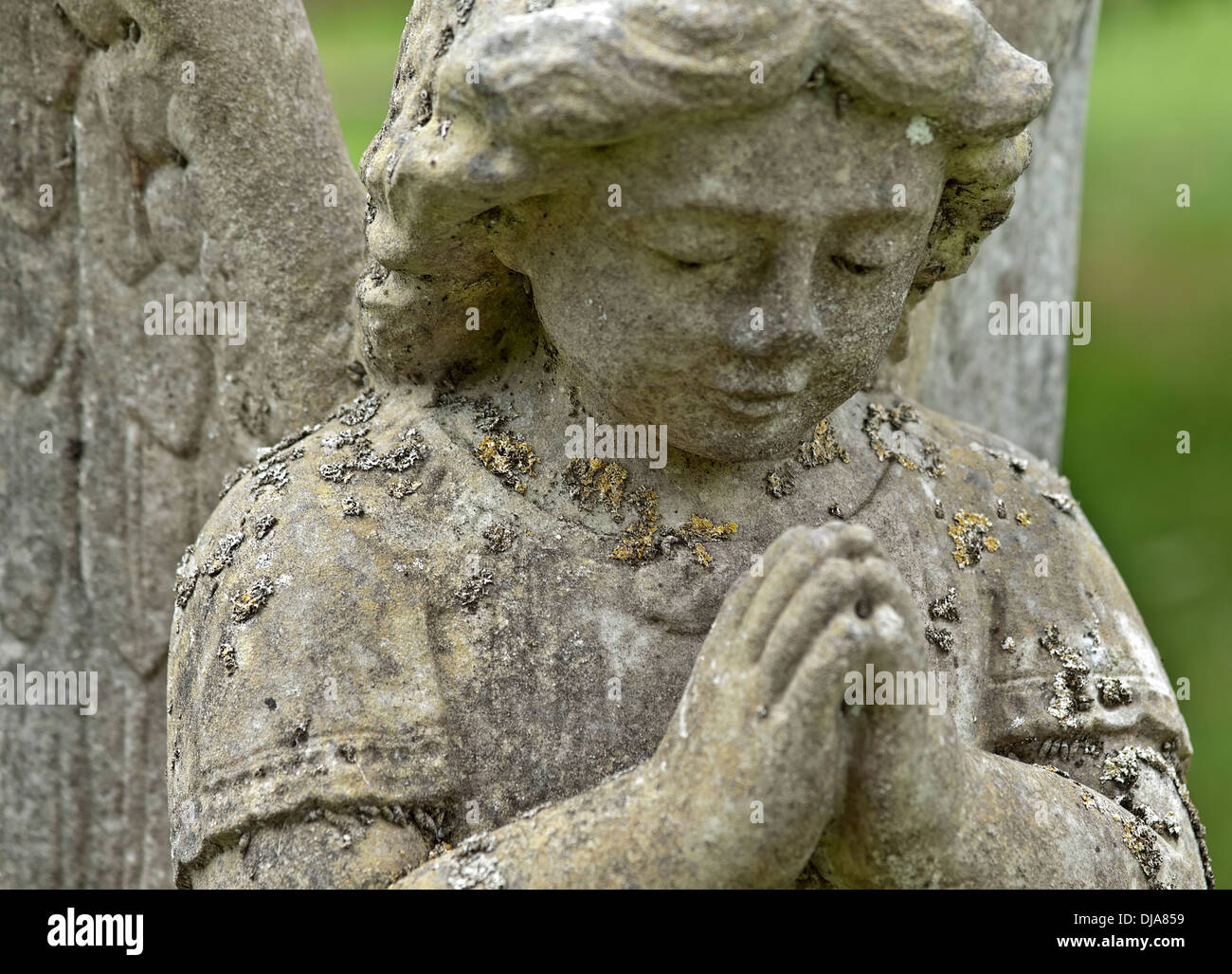 Statue of a praying angel in St Mary's chuchyard, Cholsey, Oxfordshire ...