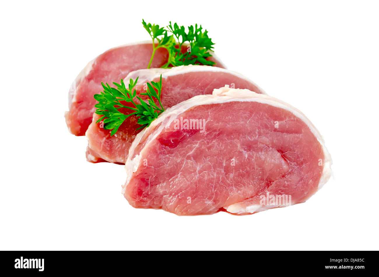 Three slices raw pork hi-res stock photography and images - Alamy