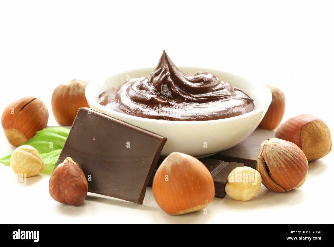 sweet chocolate hazelnut spread with whole nuts Stock Photo - Alamy