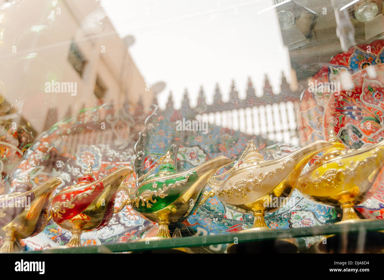 Colorful Aladdin lamps and for sale at souvenir shop in Deira. Dubai ...