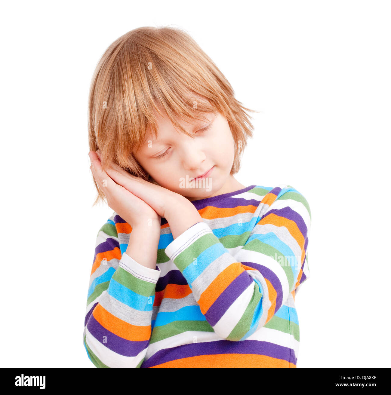 Portrait of a Boy in Colorful Shirt with Head on his Hands - Isolated ...