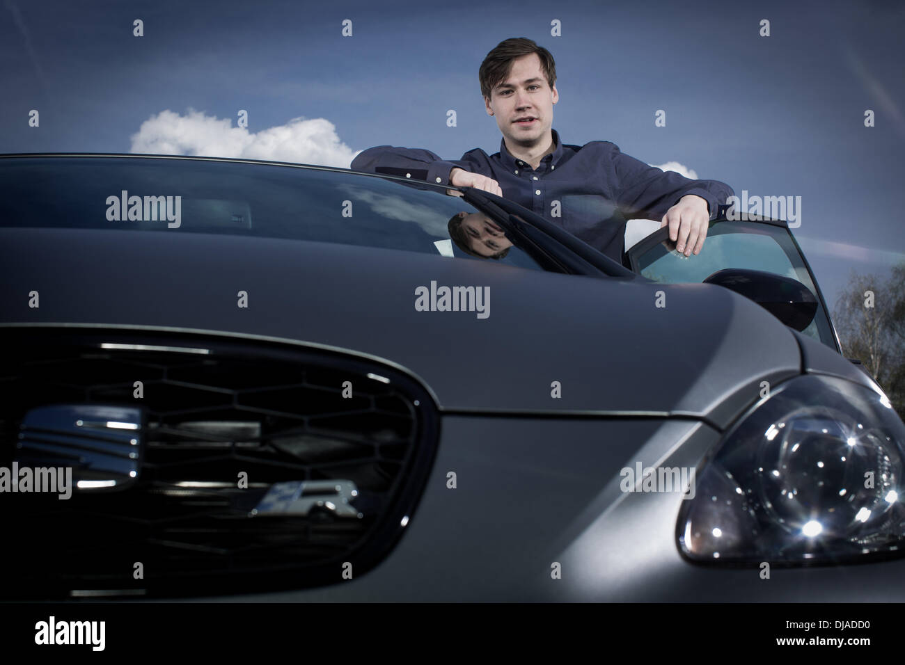 Seat brand ambassador David Kross posing outside Raj Mahal hotel with a ...