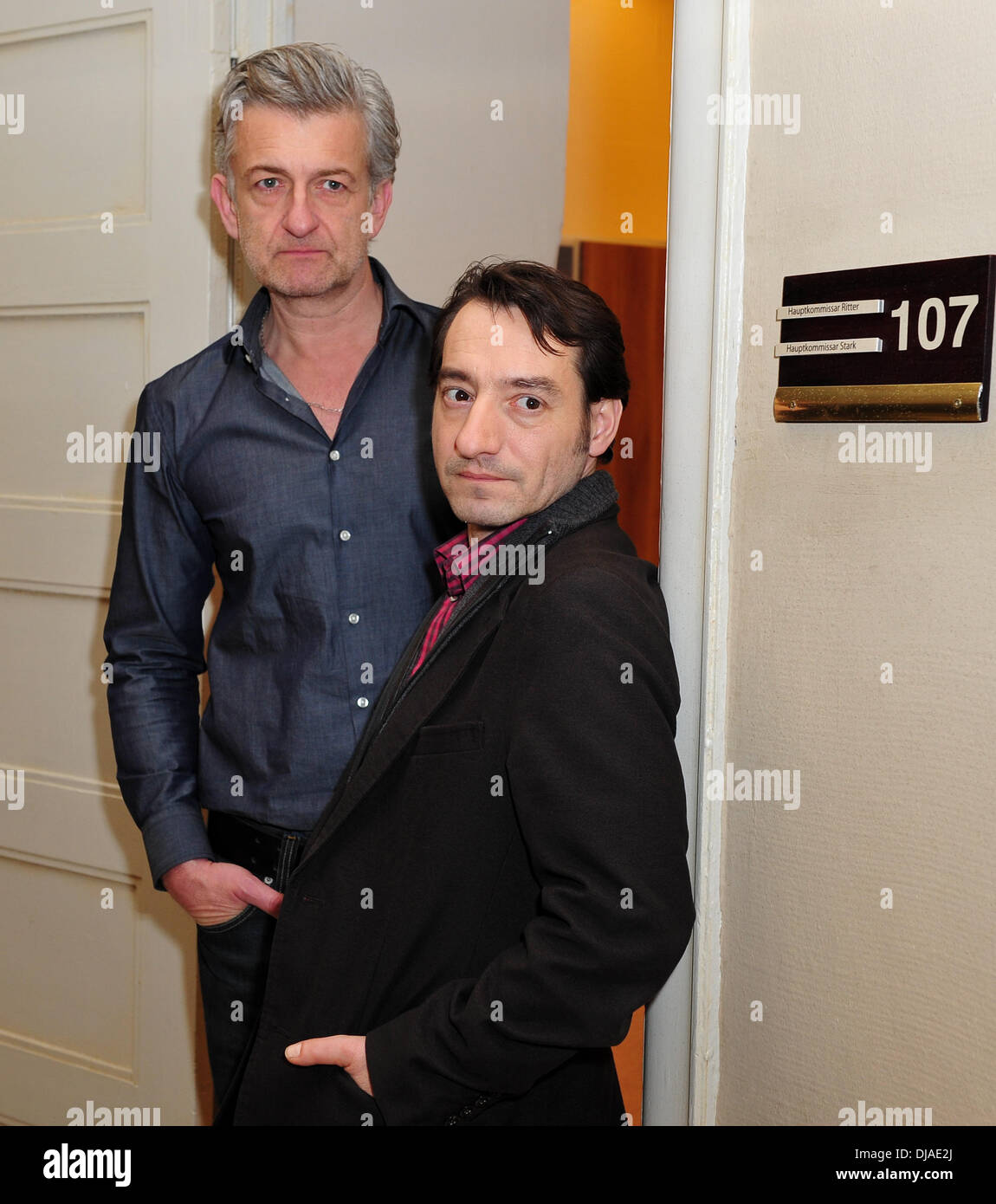 Dominic Raacke and Boris Aljinovic on the set of German rbb TV crime ...