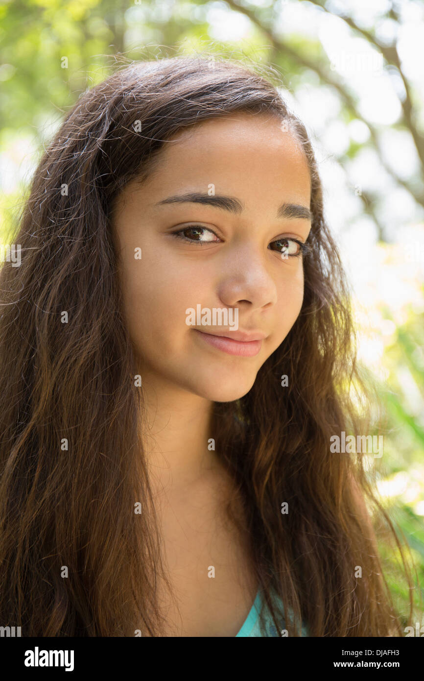 Mixed race girl smiling Stock Photo - Alamy