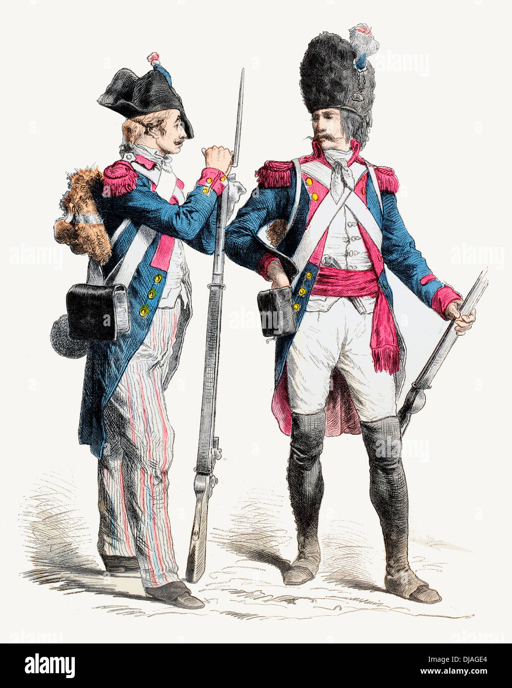 Late 18th century XVIII French infantry 1799 and grenadier 1795 Stock ...
