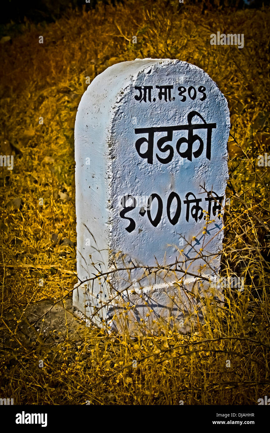 Milestone, Destination, India Stock Photo - Alamy
