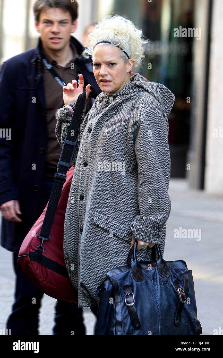 Ina Mueller leaving her hotel. Berlin, Germany - 22.03.2012 Stock Photo ...