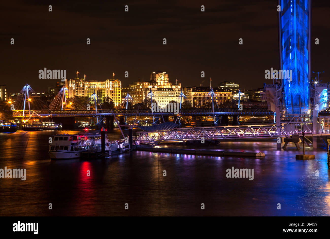 River Thames at Night Stock Photo - Alamy