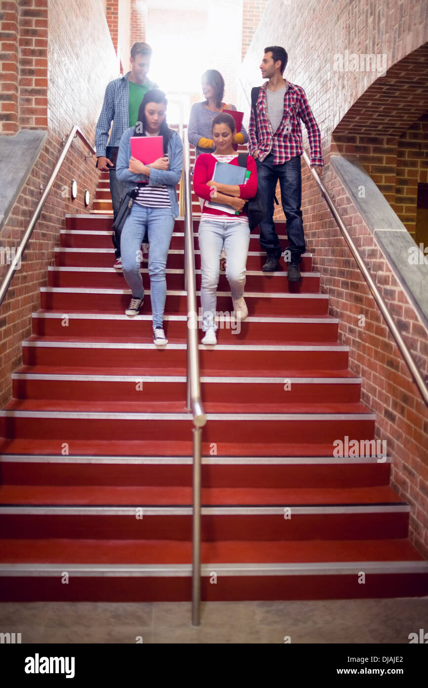 College students walking down stairs in college Stock Photo - Alamy