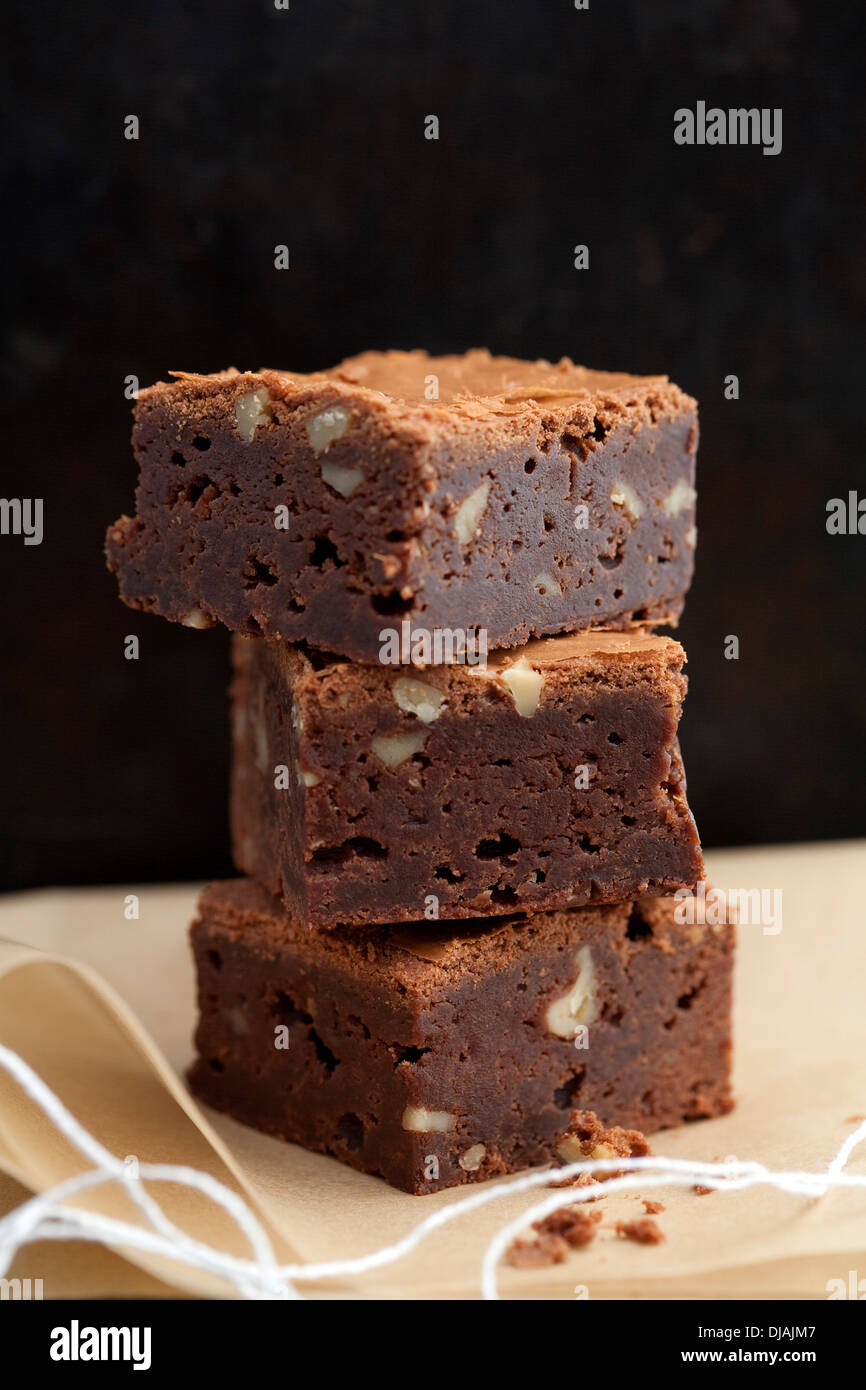Close up of stack of brownies Stock Photo - Alamy