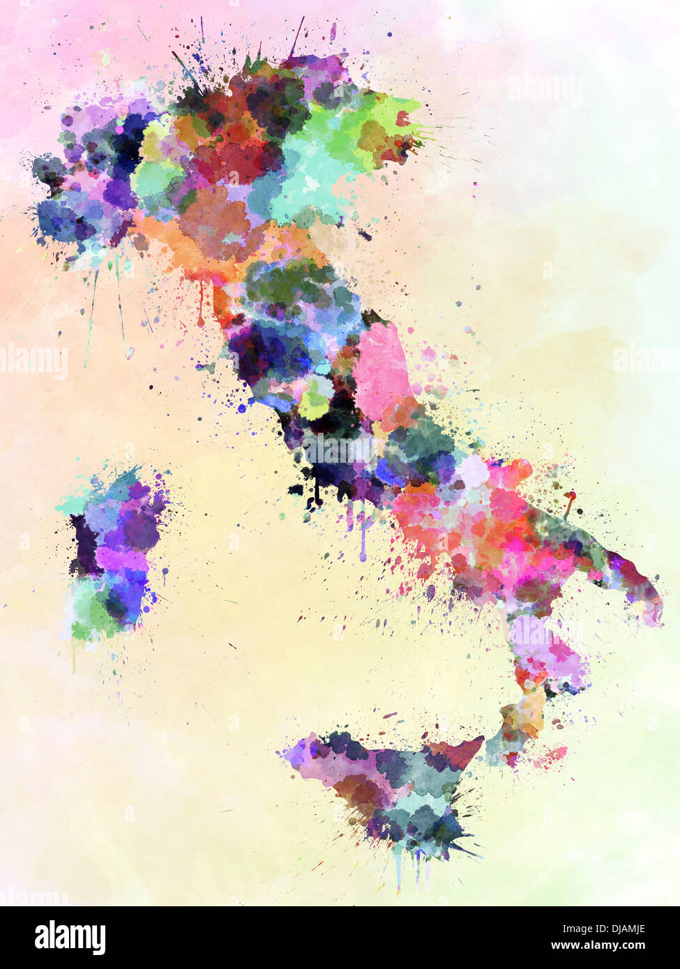 Italy map watercolor style splash Stock Photo - Alamy