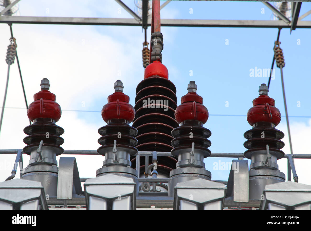 insulators of a voltage transformer of a powerful power plant Stock ...