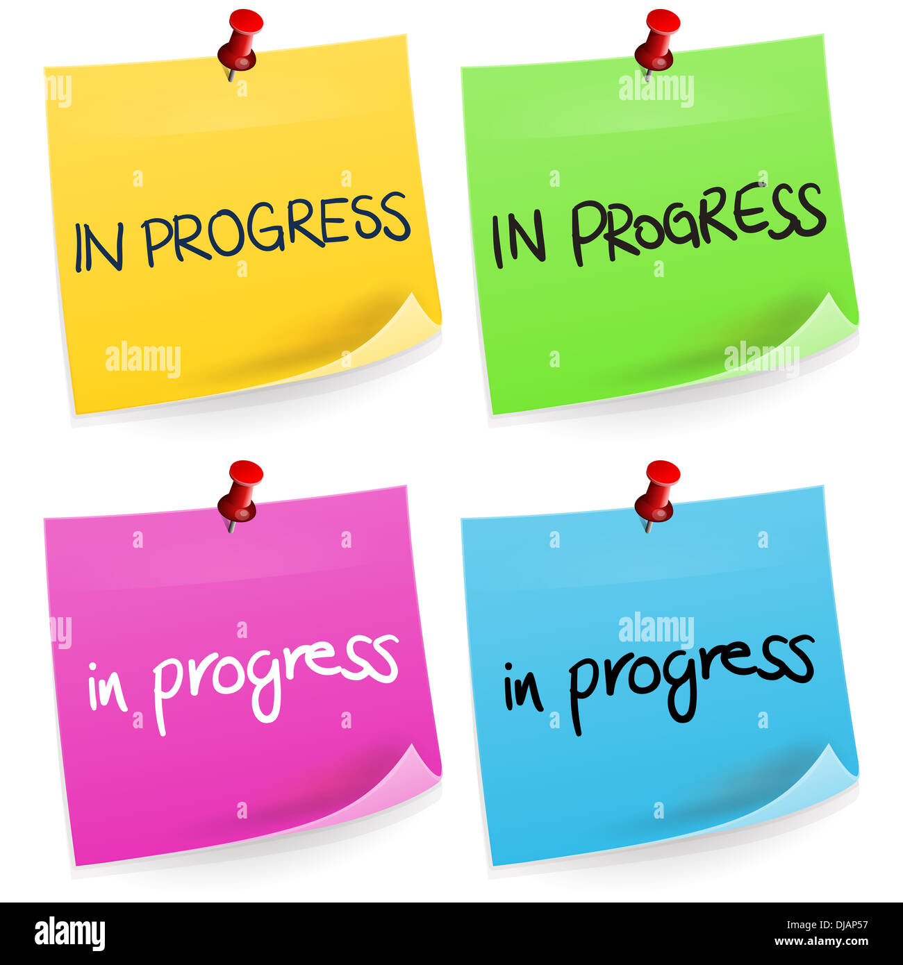 In Progress Sticky Note Stock Photo - Alamy