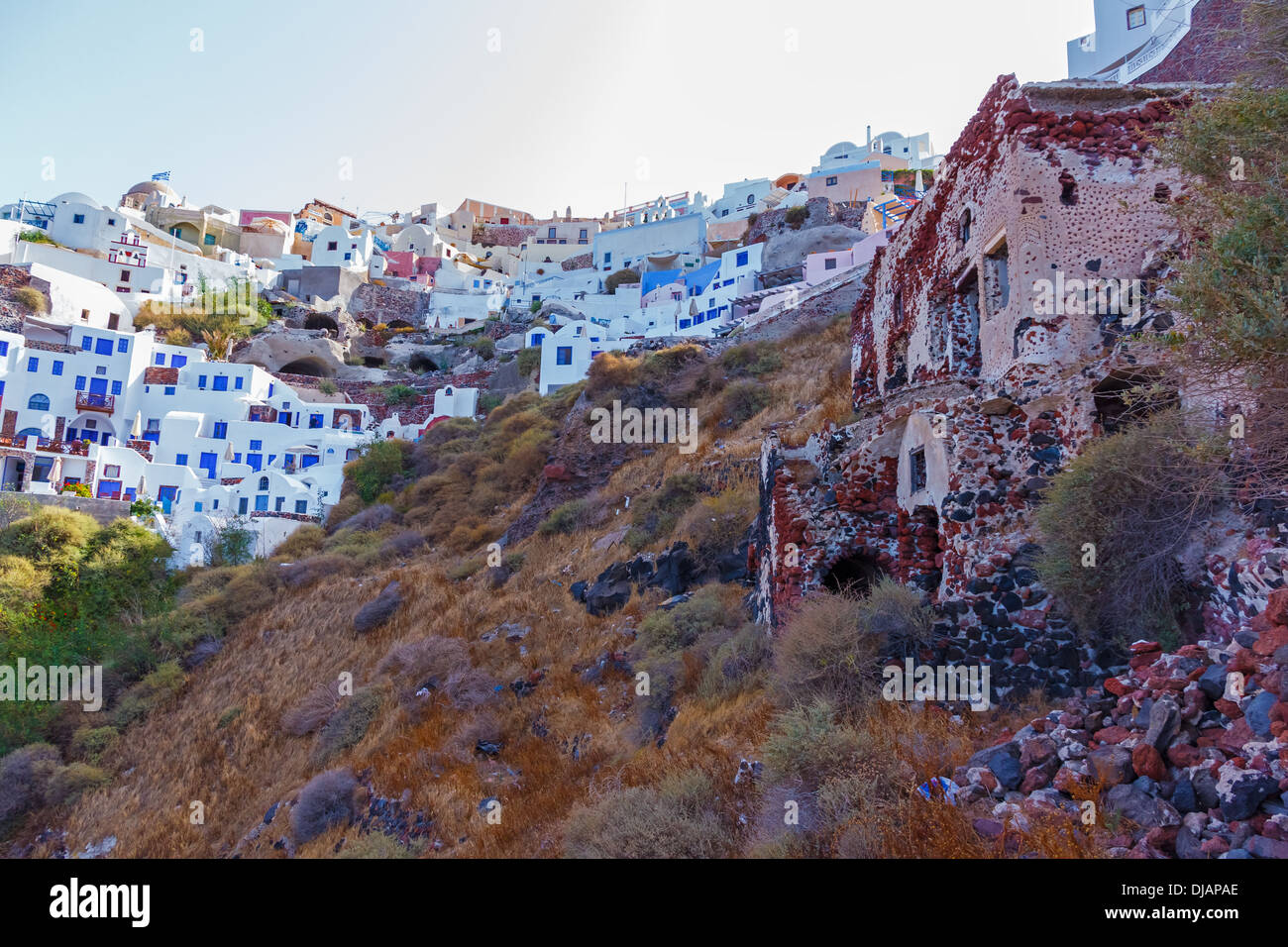 Beautiful Oia village in Santorini island Greece, building details ...