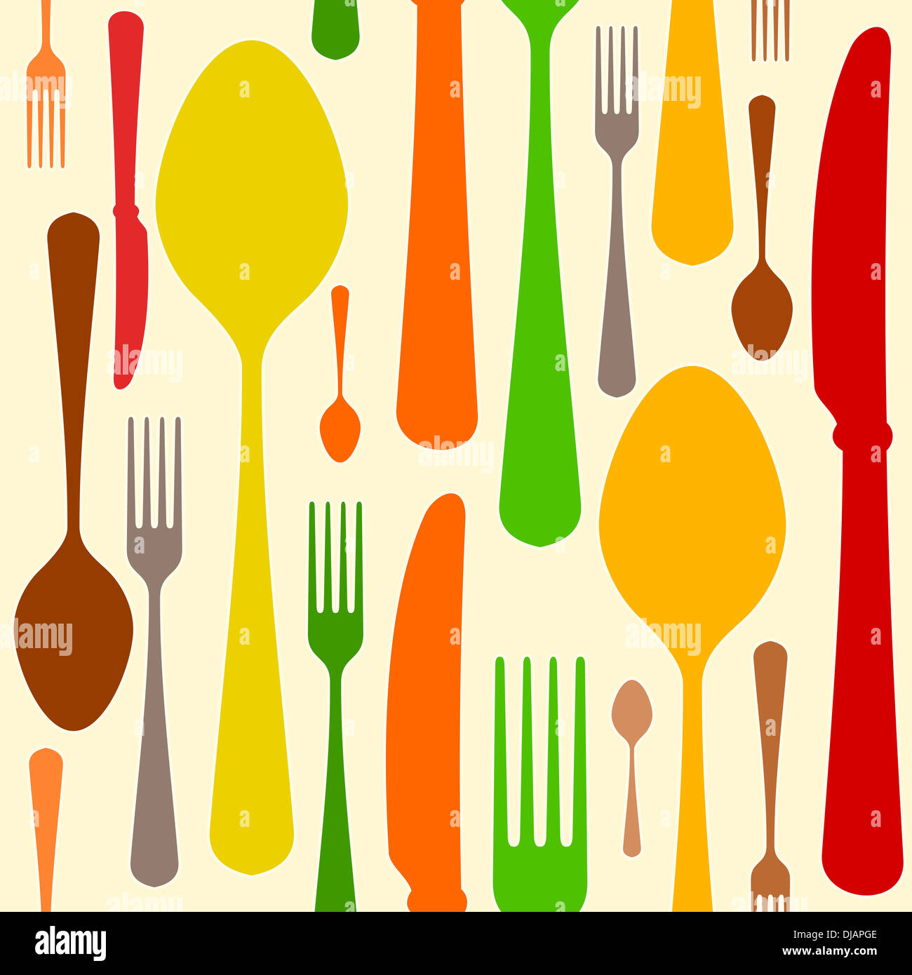 Colorful Cutlery Pattern Stock Photo - Alamy