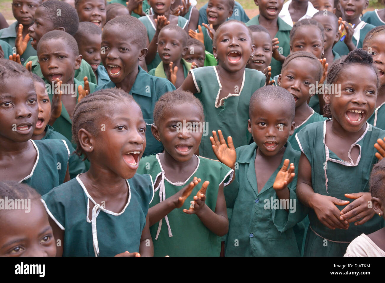 School children singing, near Bo, Bo District, Sierra Leone Stock Photo ...