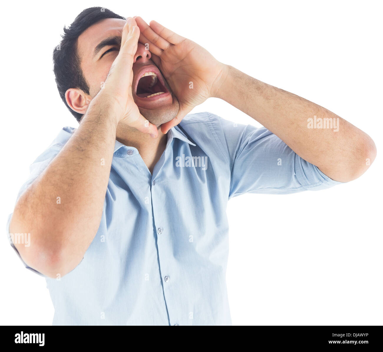 Shouting casual man standing Stock Photo - Alamy Shouting casual man standing Stock Photo - Alamy