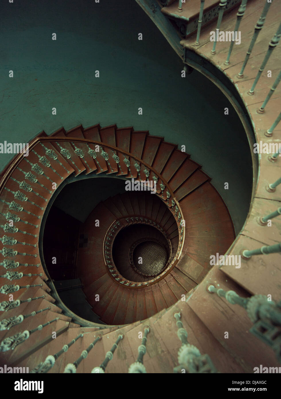 Old wooden spiral stairs in ancient palace Stock Photo - Alamy