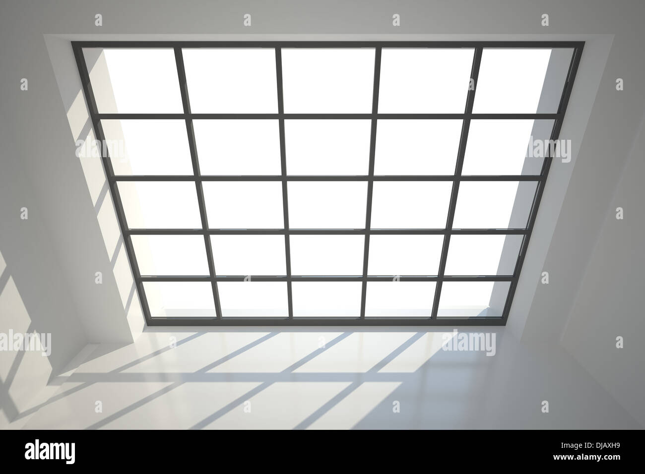 White room with a lot of windows and black frame Stock Photo - Alamy