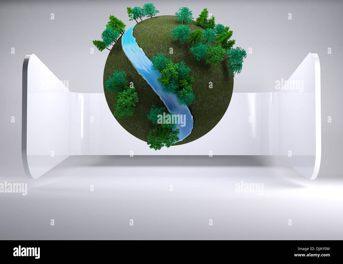 Earth floating in front of screen Stock Photo - Alamy