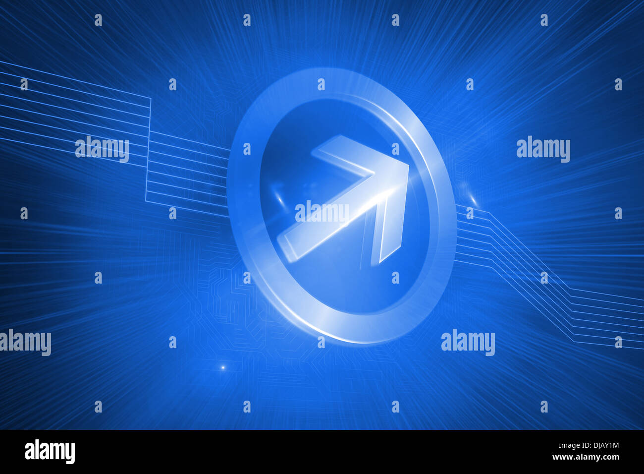 Arrow in circle pointing to the right corner Stock Photo - Alamy