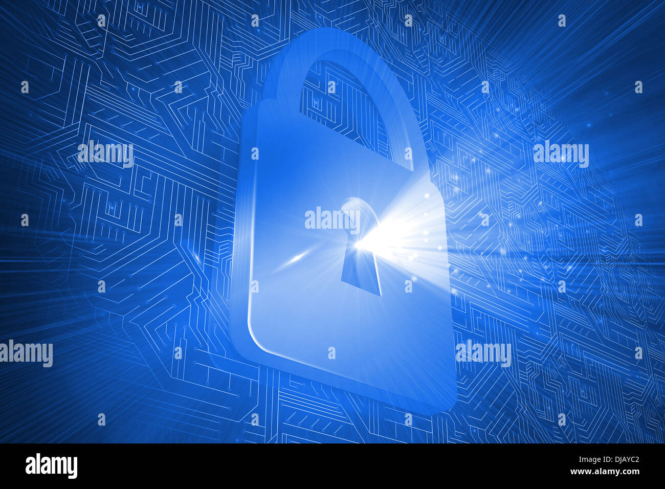 Futuristic digital lock glowing blue hi-res stock photography and ...