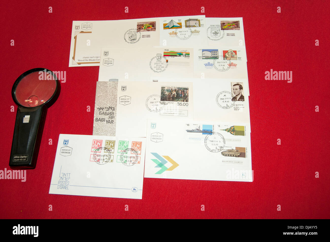 Stamp collection a set of Israeli First Day Covers from 1983 with ...
