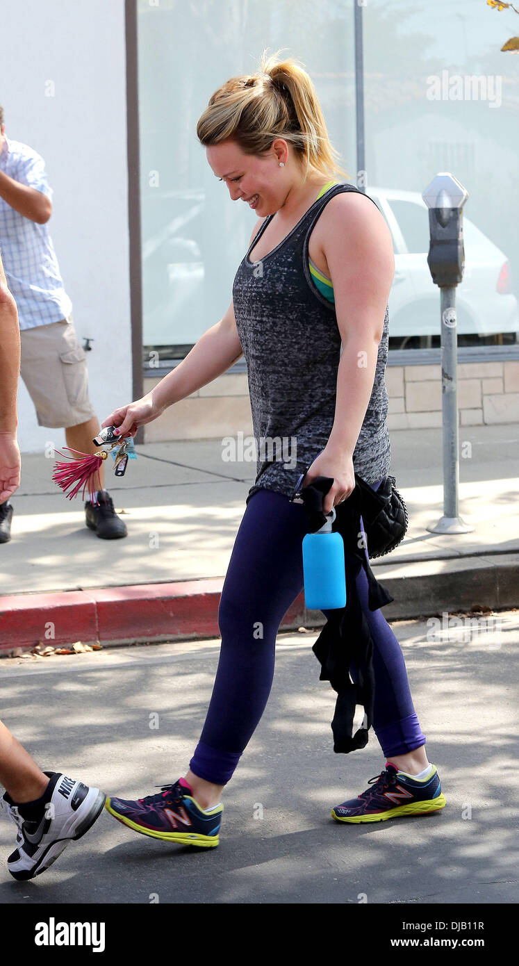 Hilary Duff keeps her head down as she leaves a gym in West Hollywood ...