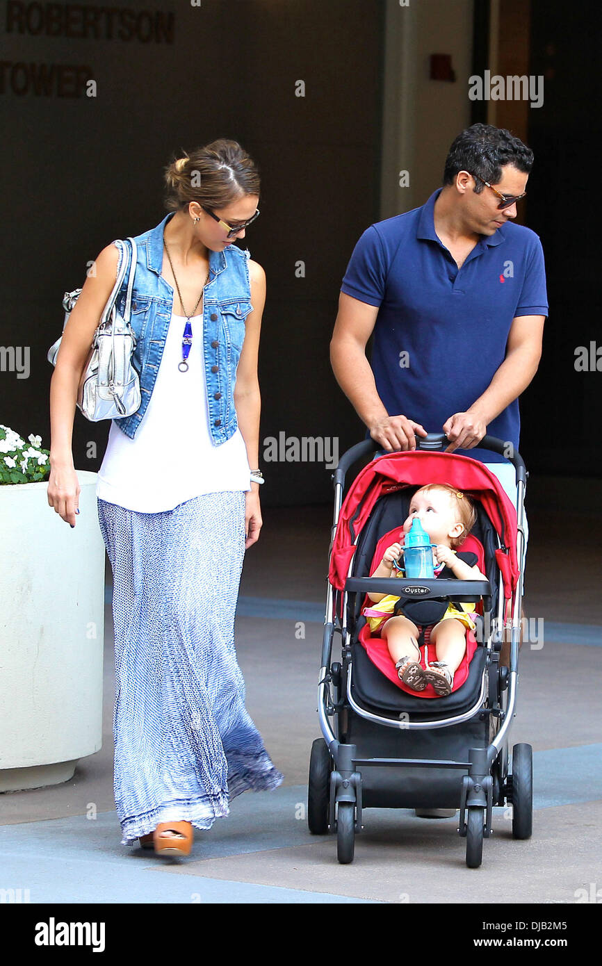 Jessica Alba , Cash Warren and Haven Garner Warren are seen after ...