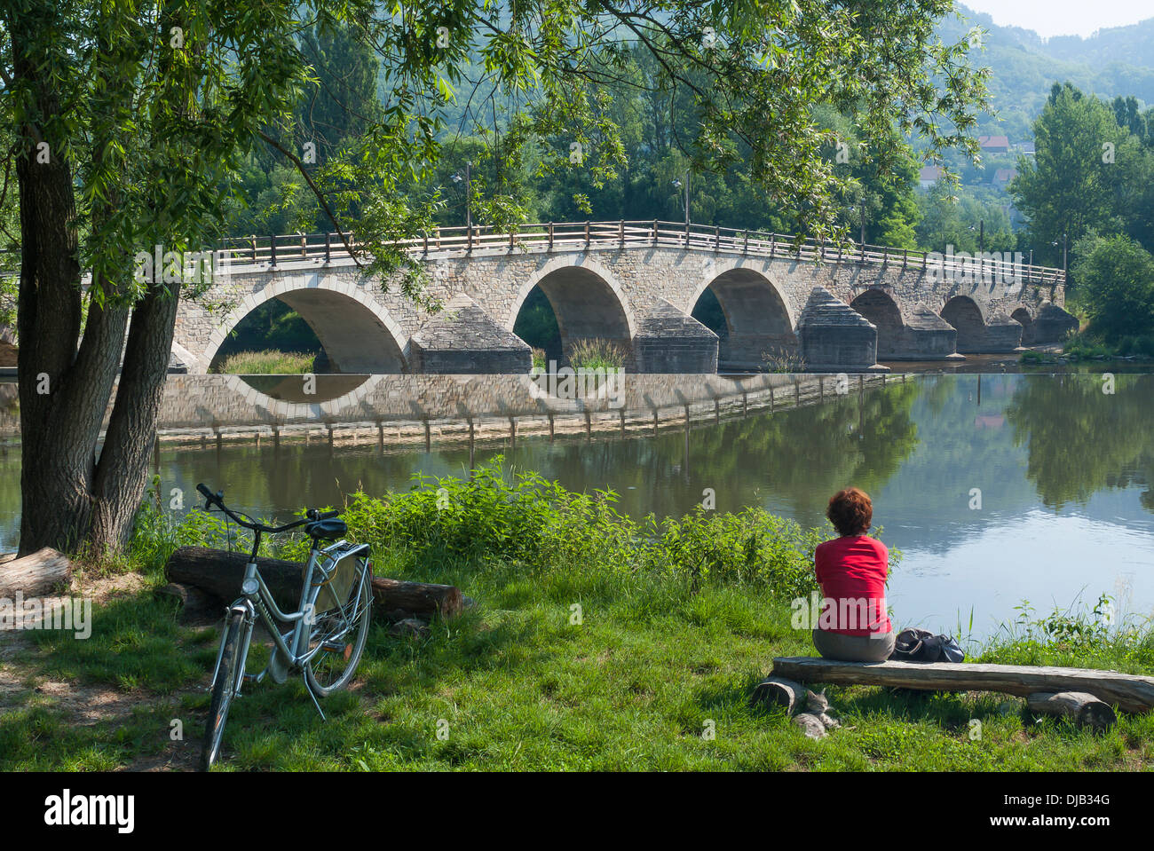 Restored bridge over the saale river hi-res stock photography and ...