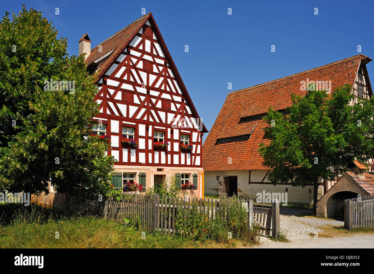 Half-timbered farmhouse on stone base, built 1821 Franconian Open Air ...