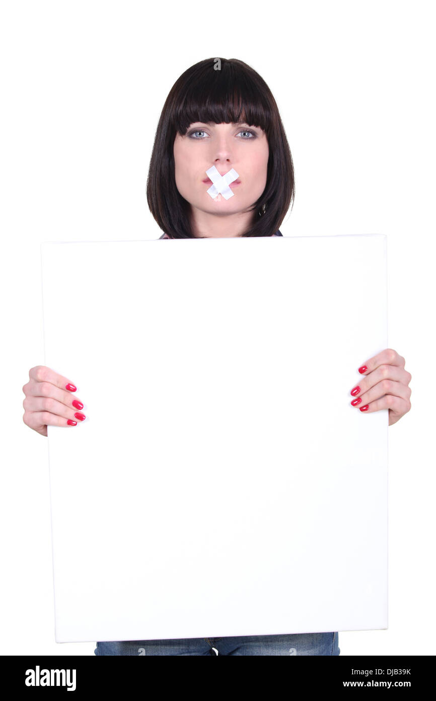 Woman holding message board Stock Photo - Alamy