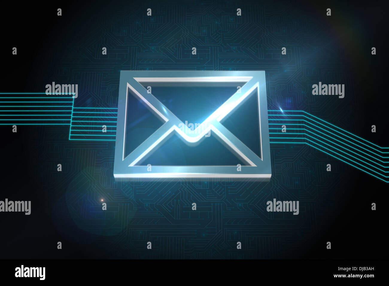 Glowing envelope on black background Stock Photo - Alamy