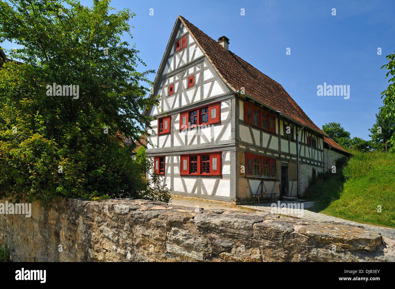 Half-timbered farmhouse, built in 1668, Franconian Open Air Museum, Bad ...
