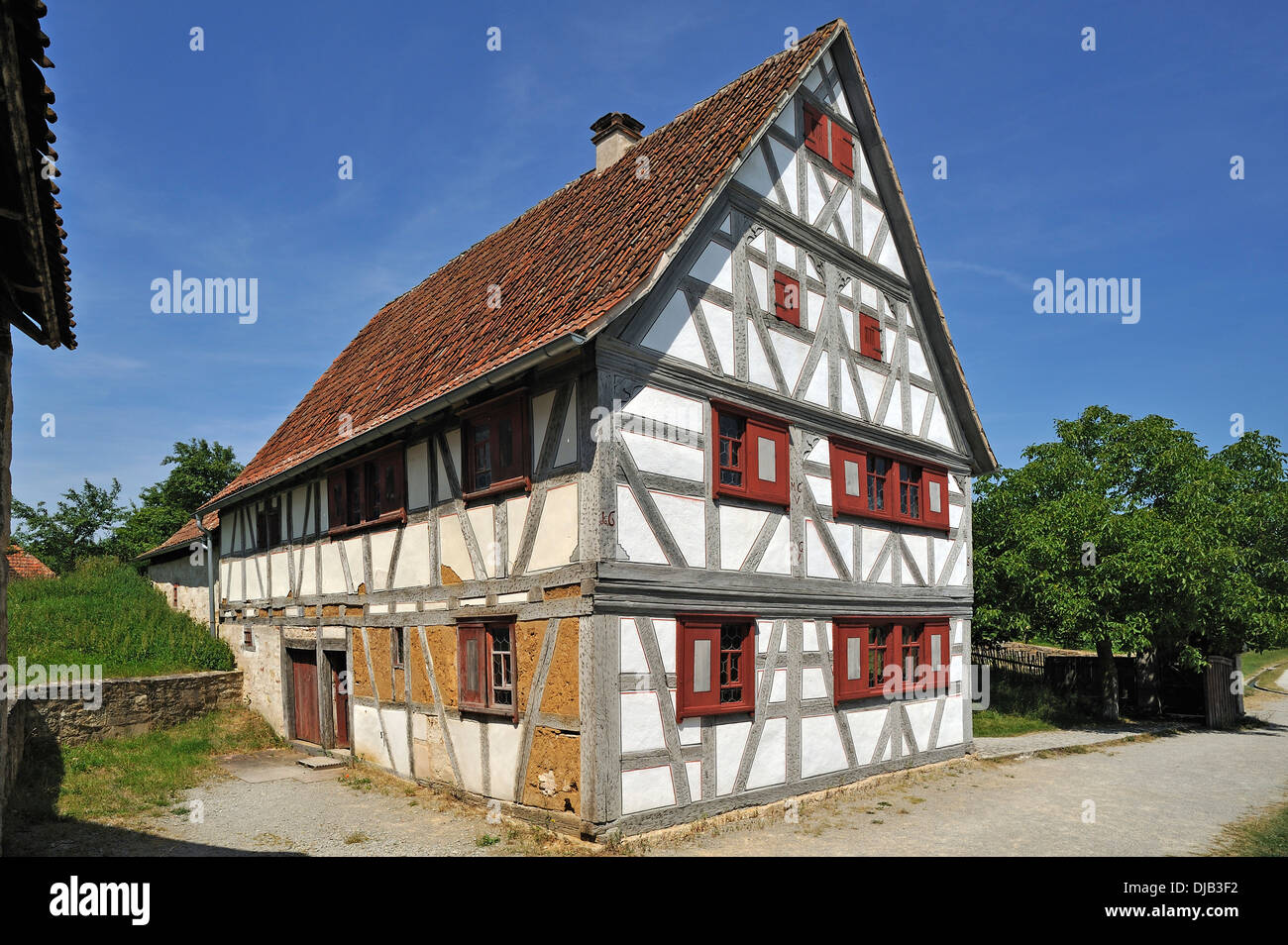 Half-timbered farmhouse, built in 1668, Franconian Open Air Museum, Bad ...
