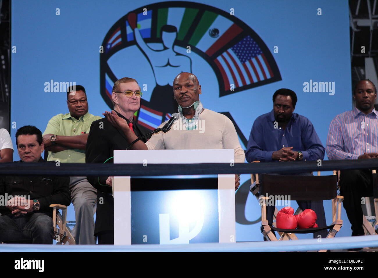 Mike Tyson speaking at the event Boxing charity event press conference ...